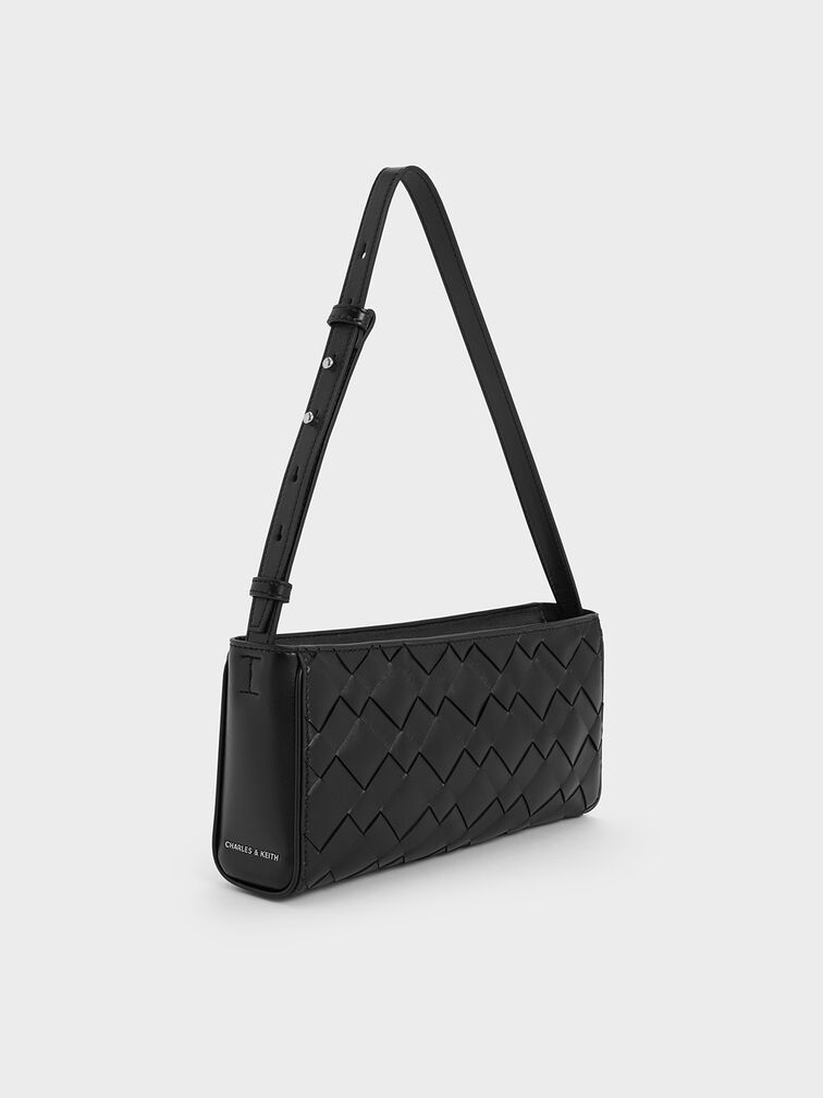 Noir Ivette Woven Elongated Shoulder Bag - CHARLES & KEITH TW