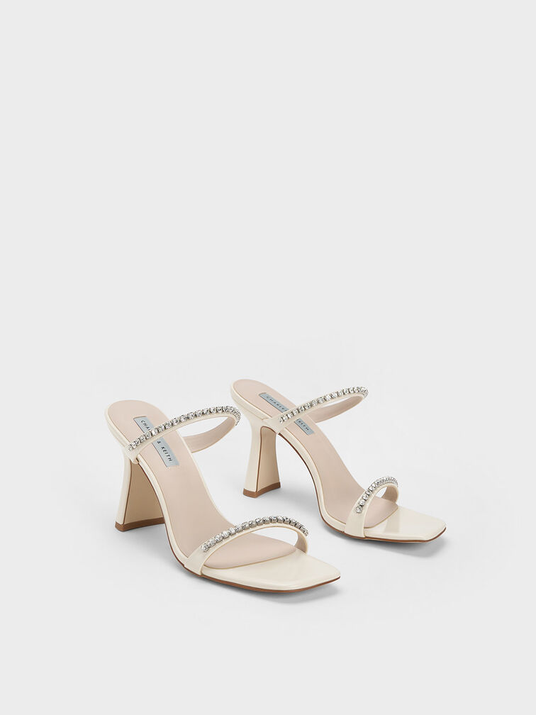 Chalk Patent Gem Encrusted Heeled Sandals Charles And Keith Us