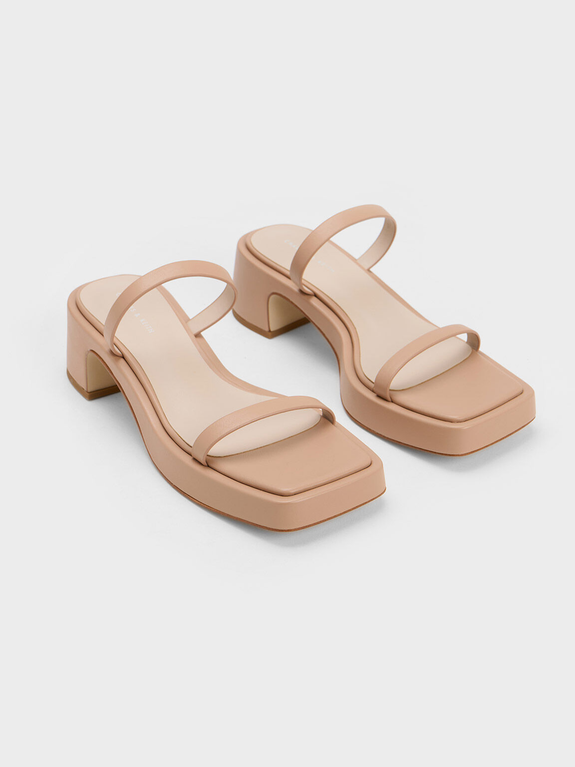 Nude Square Toe Platform Sandals Charles And Keith Tw