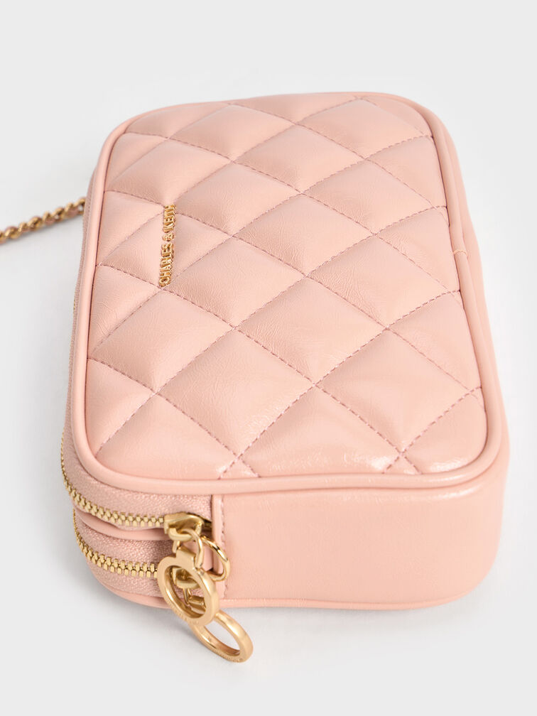 Pink Mini Apfra Quilted Crossbody Bag - CHARLES & KEITH International
