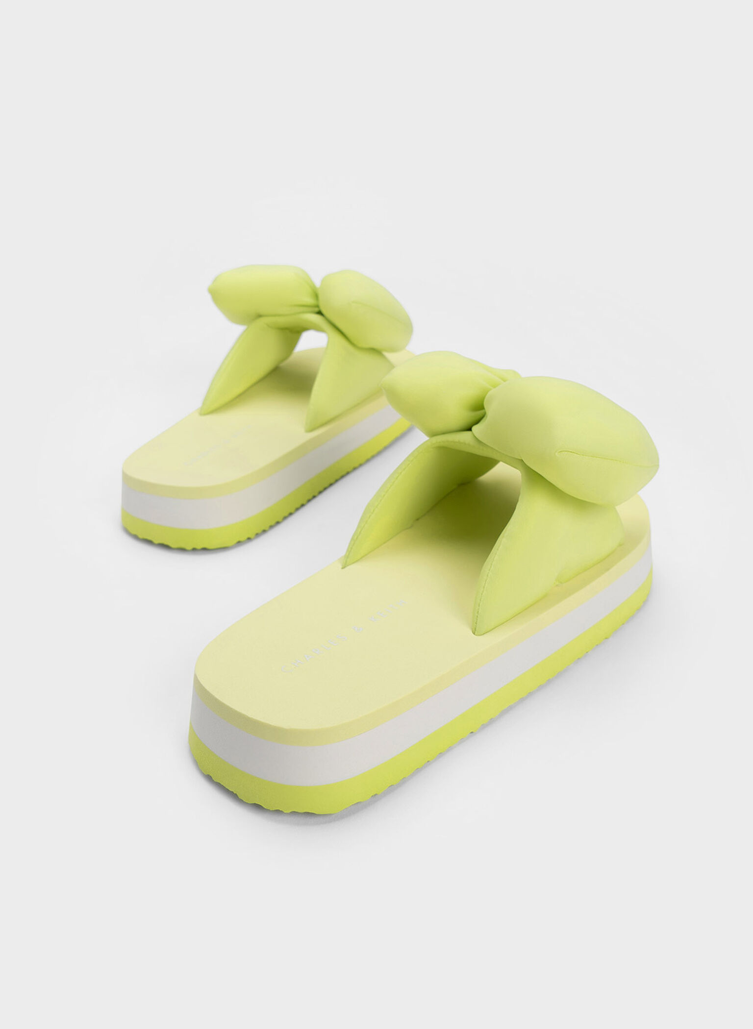 Lime Puffy Bow Slides Charles And Keith Om