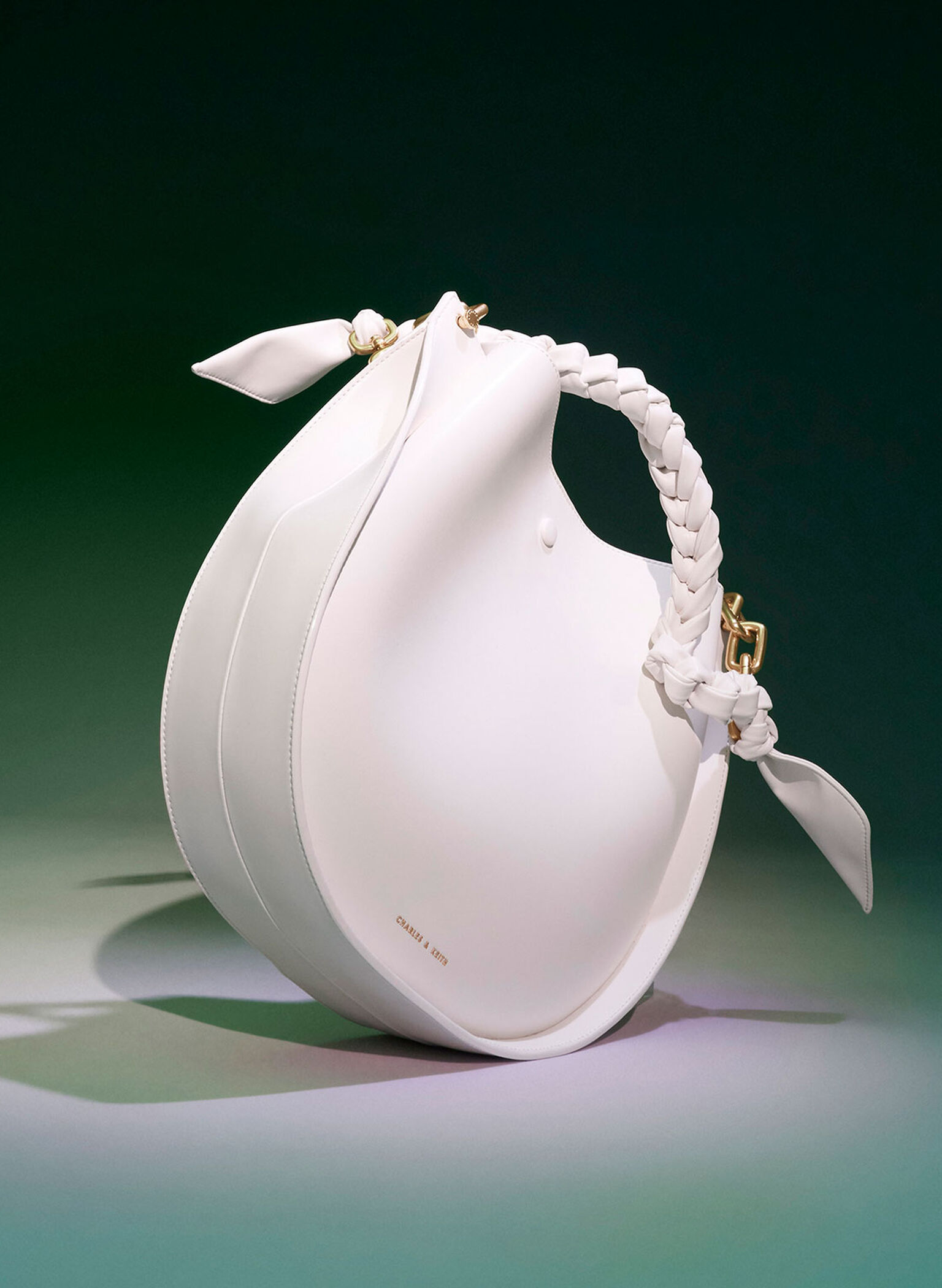 White Cleona Braided Handle Shoulder Bag - CHARLES & KEITH CL