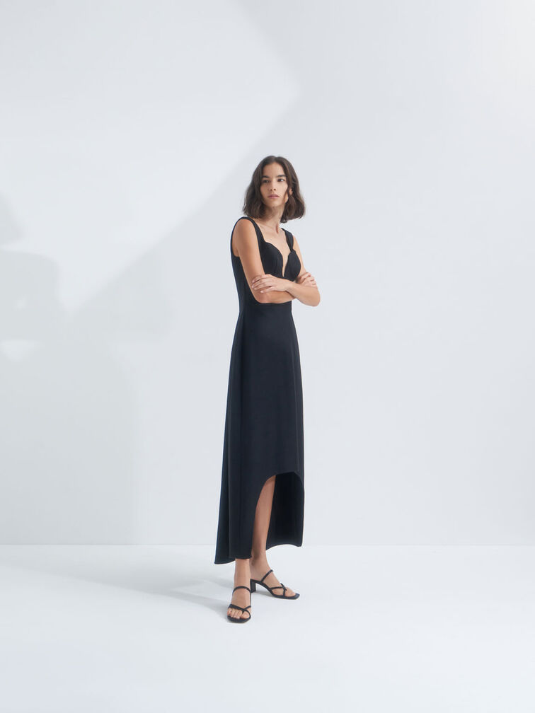 Black Block Heel Toe Loop Sandals - CHARLES & KEITH International