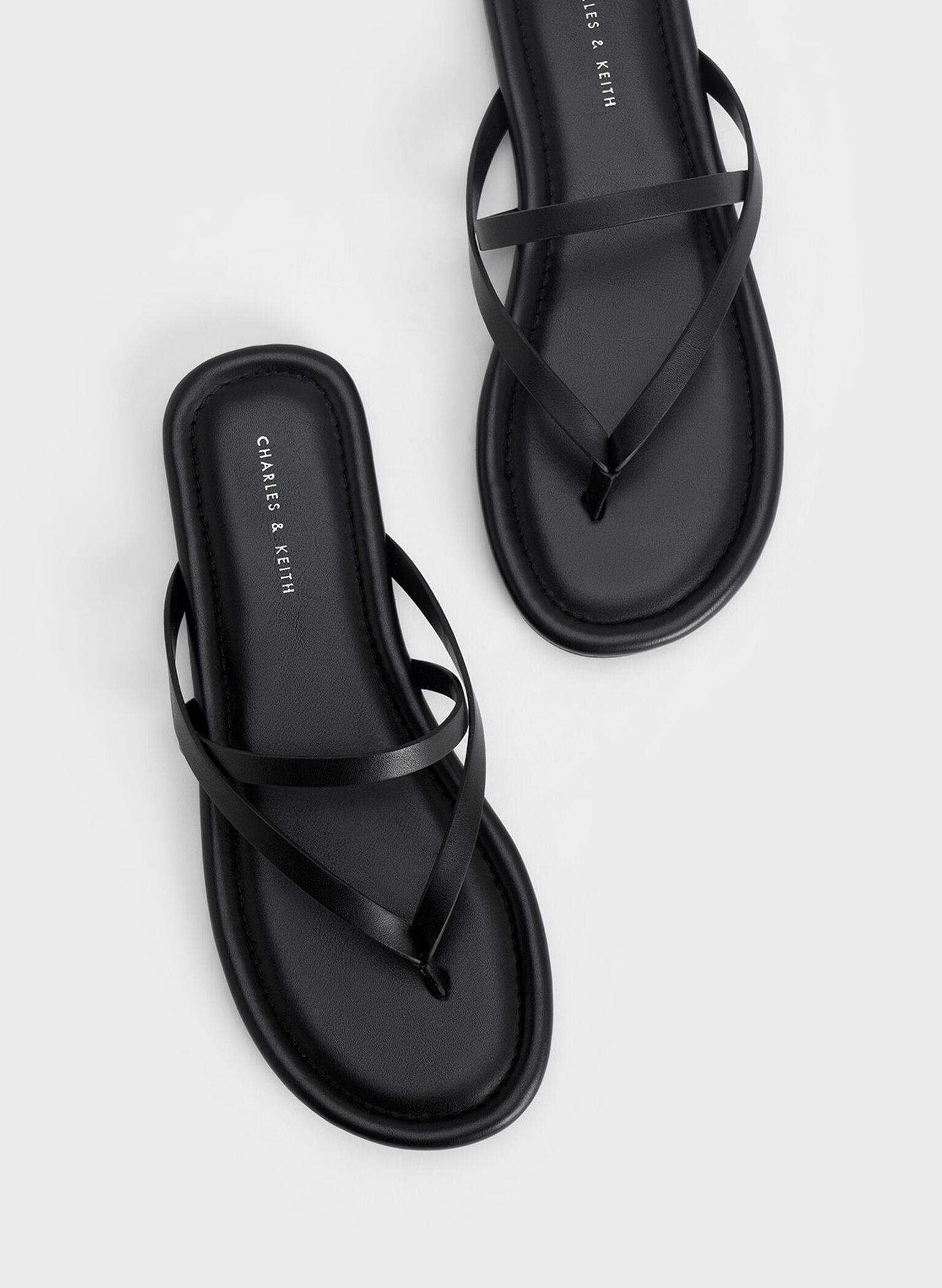 Black Strappy Thong Sandals Charles And Keith Tw