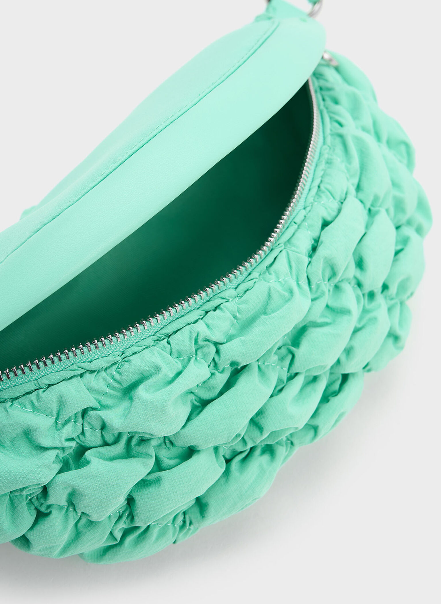 Mint Green Ruched Nylon Bum Bag - CHARLES & KEITH LK
