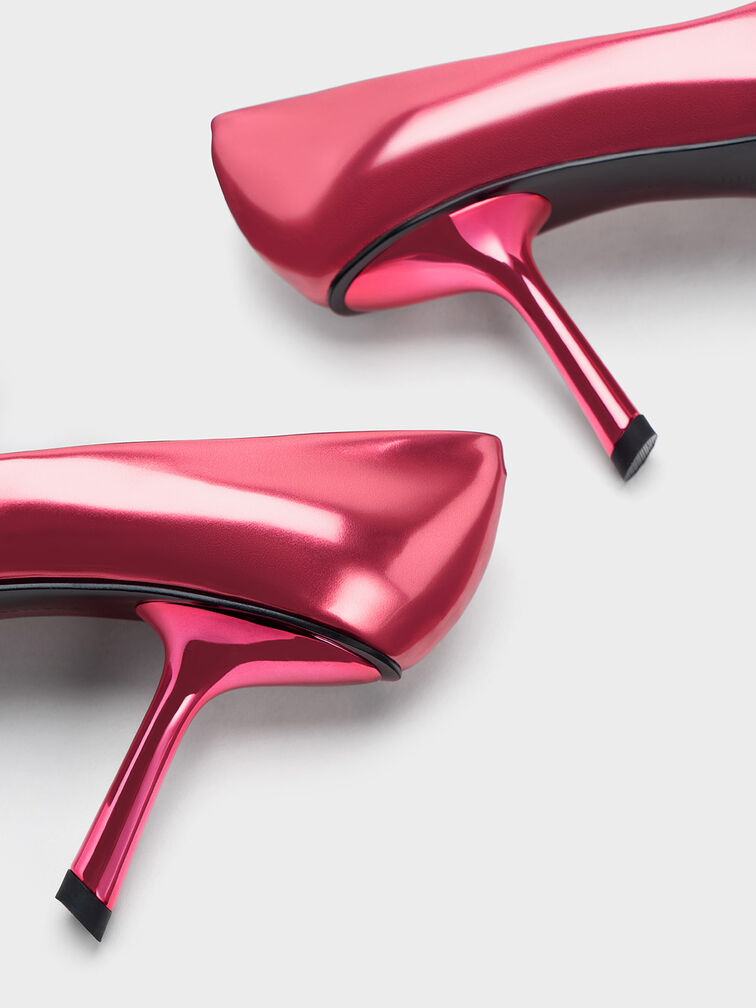 Fuchsia Metallic Slant Heel Pointed Toe Pumps Charles And Keith Au