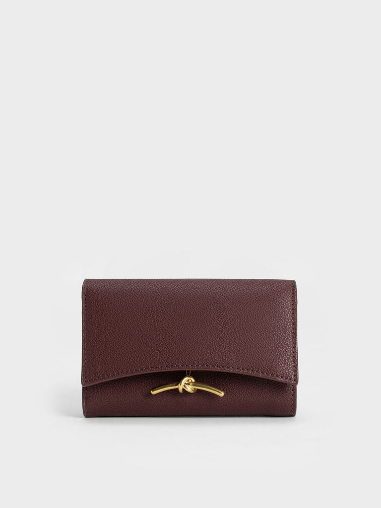 Dark Chocolate Huxley Metallic Accent Front Flap Wallet - CHARLES ...
