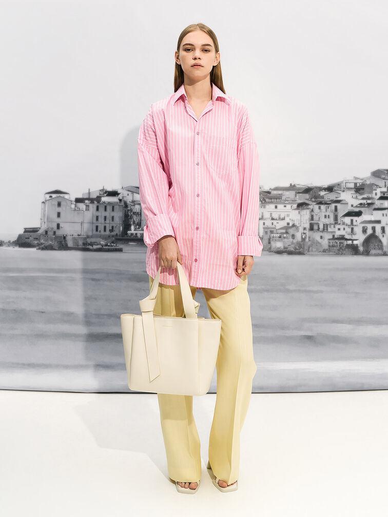Chalk Toni Knotted Tote Bag - CHARLES & KEITH AE