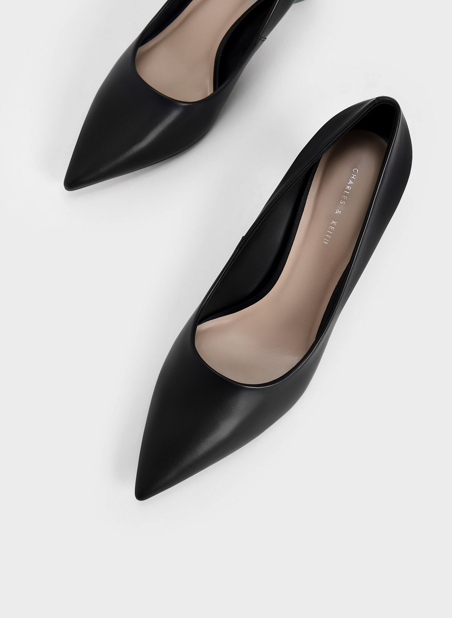Black Metallic Accent Clear Heel Pumps Charles And Keith Kh