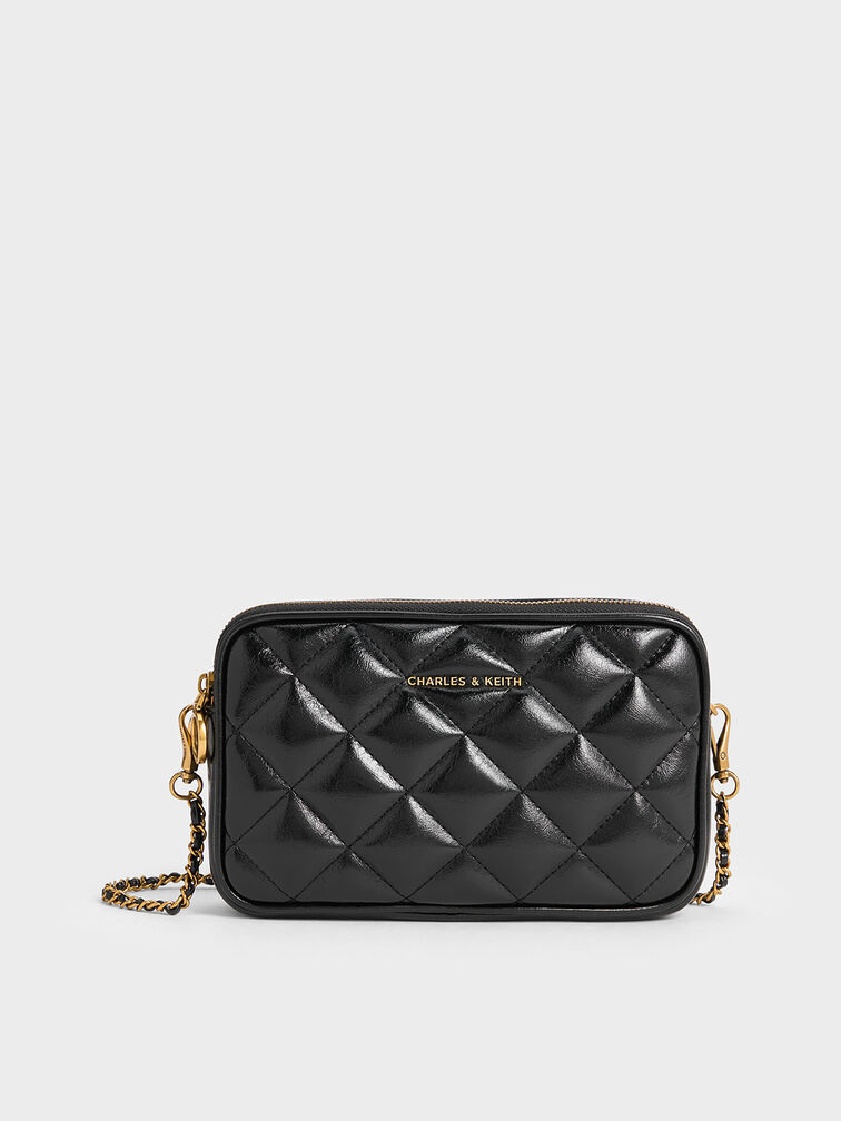 Black Mini Apfra Quilted Crossbody Bag - CHARLES & KEITH US
