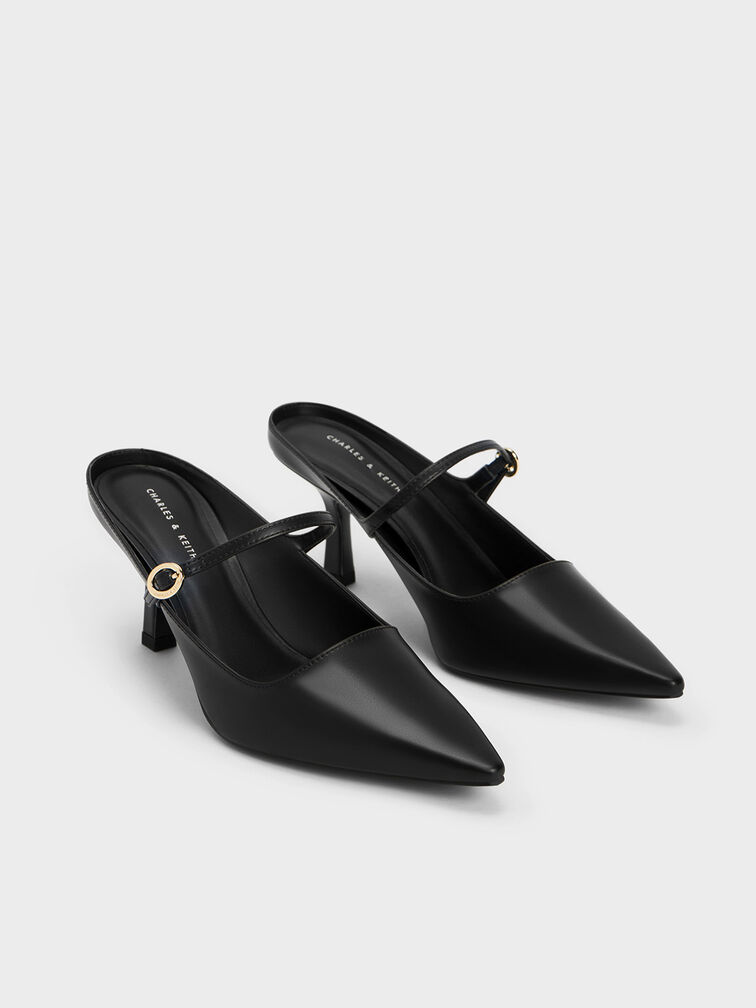 Black Mary Jane Heeled Mules - CHARLES & KEITH MX