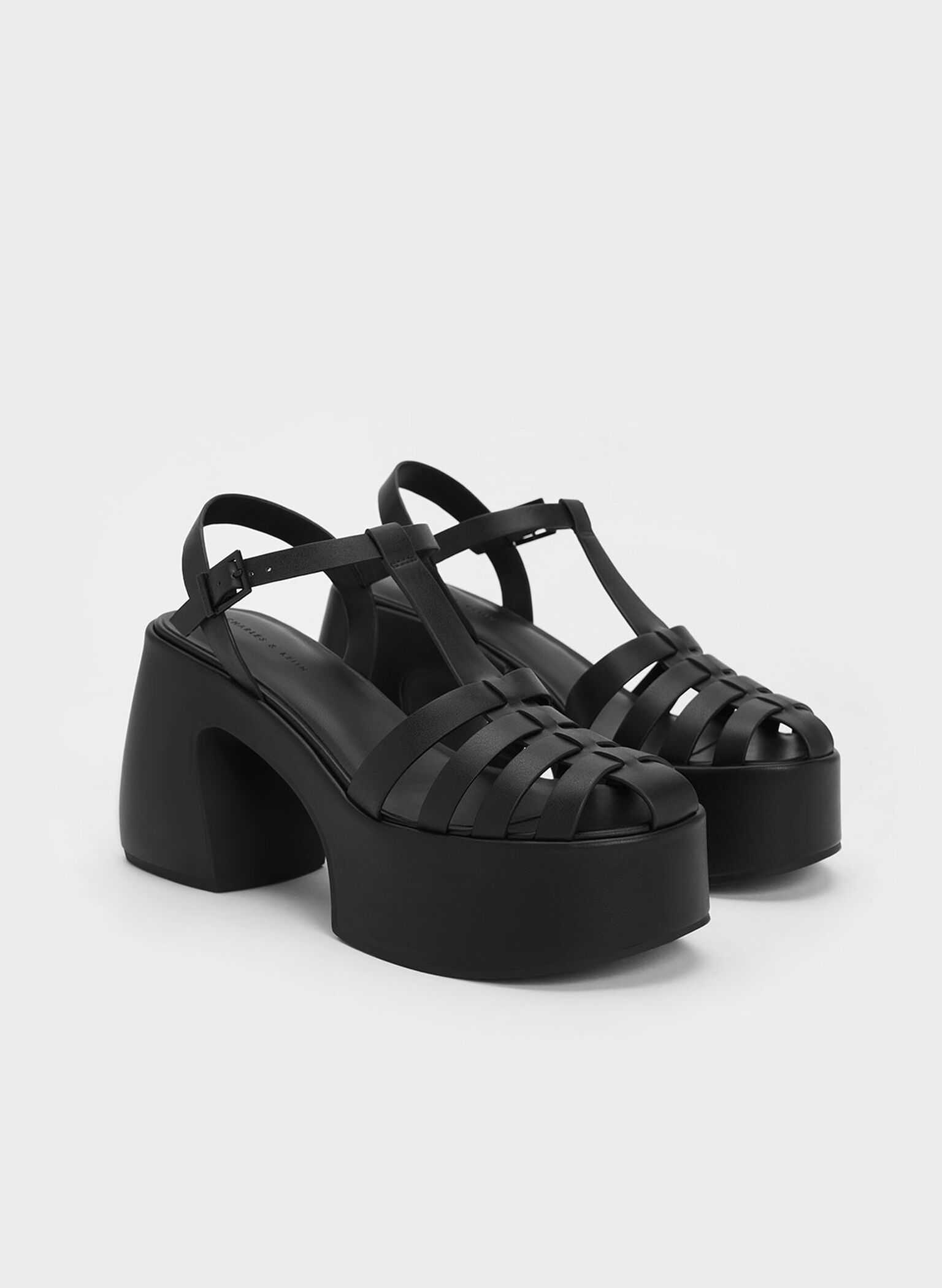 Black Interwoven Platform Gladiator Sandals Charles And Keith Mx