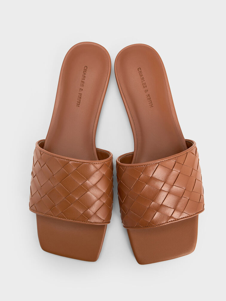 Brown Woven Slide Sandals - CHARLES & KEITH TW