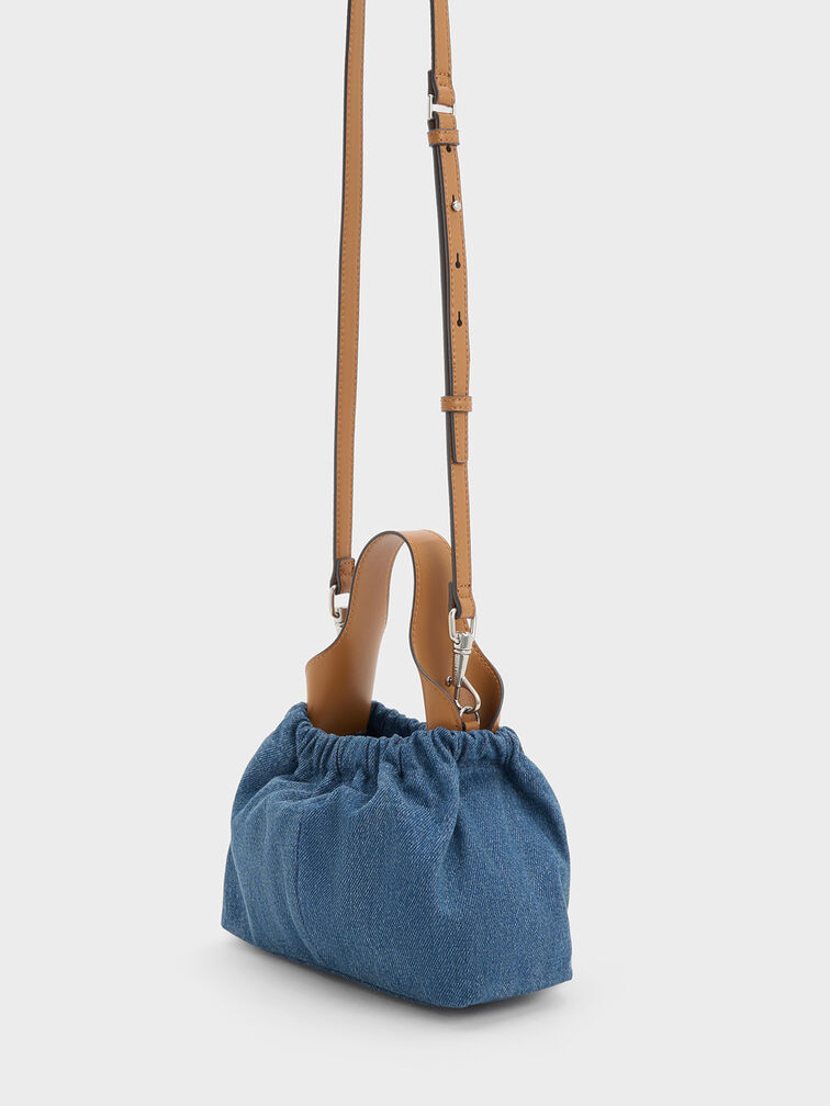 Denim Blue Ally Denim Ruched Slouchy Bag - CHARLES & KEITH ZA