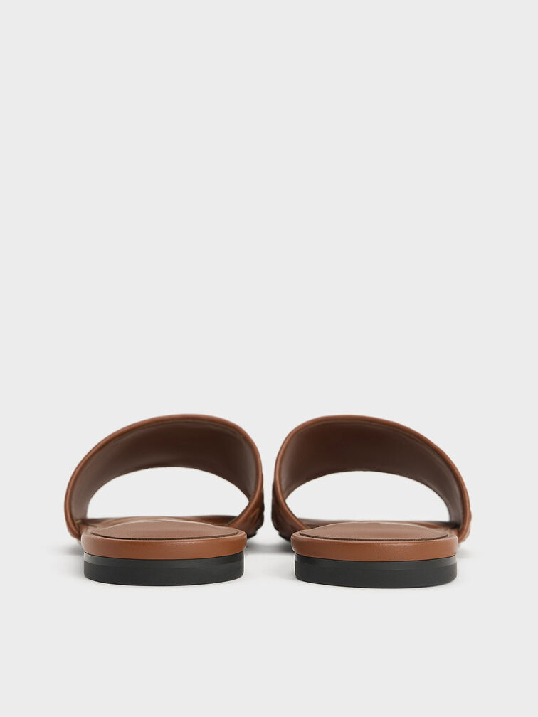 Brown Woven Slide Sandals - CHARLES & KEITH US
