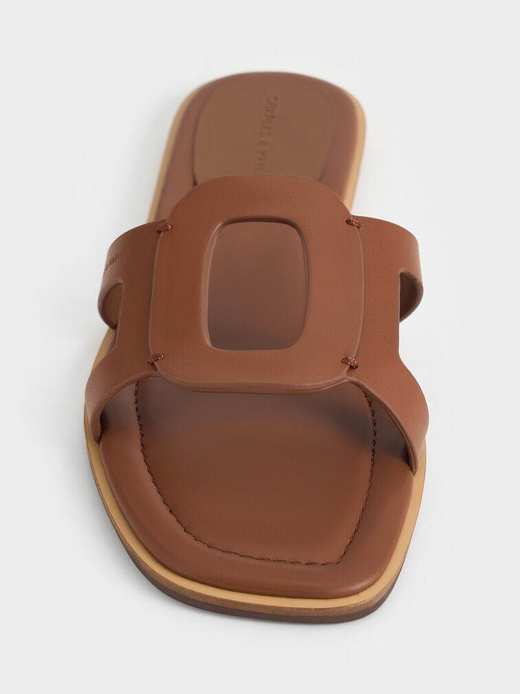 Caramel Cut-Out Slide Sandals - CHARLES & KEITH BD