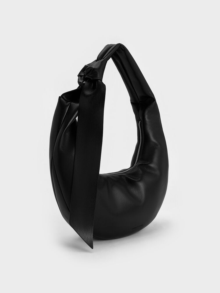 Noir Toni Knotted Curved Hobo Bag - CHARLES & KEITH International