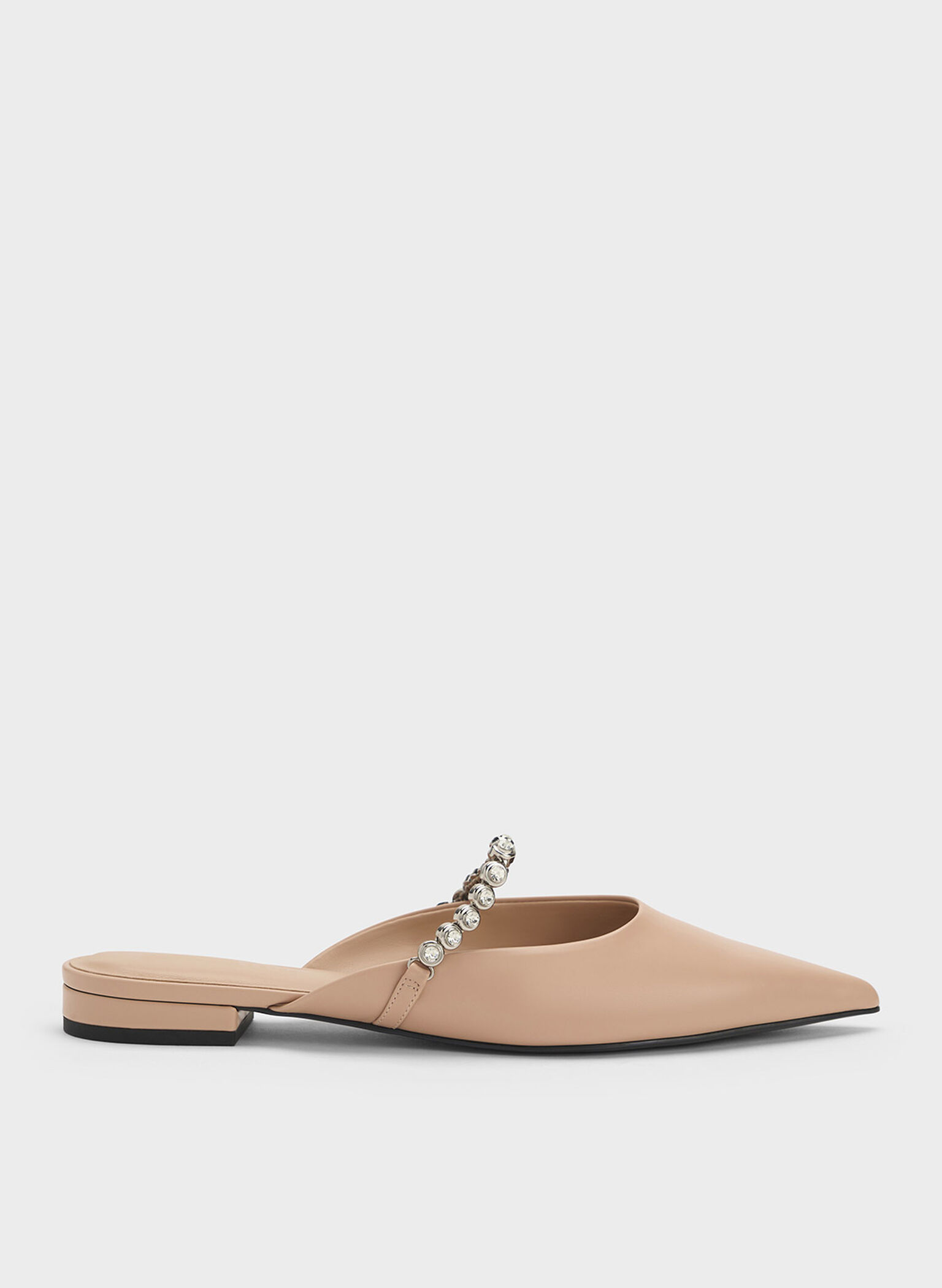 Nude Gem Strap Flat Mules Charles And Keith Bd