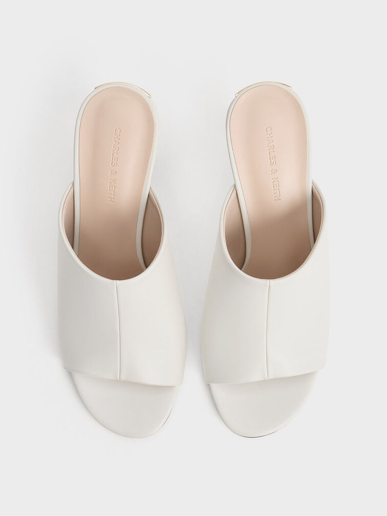 Chalk Round Toe Heeled Mules Charles And Keith Mo