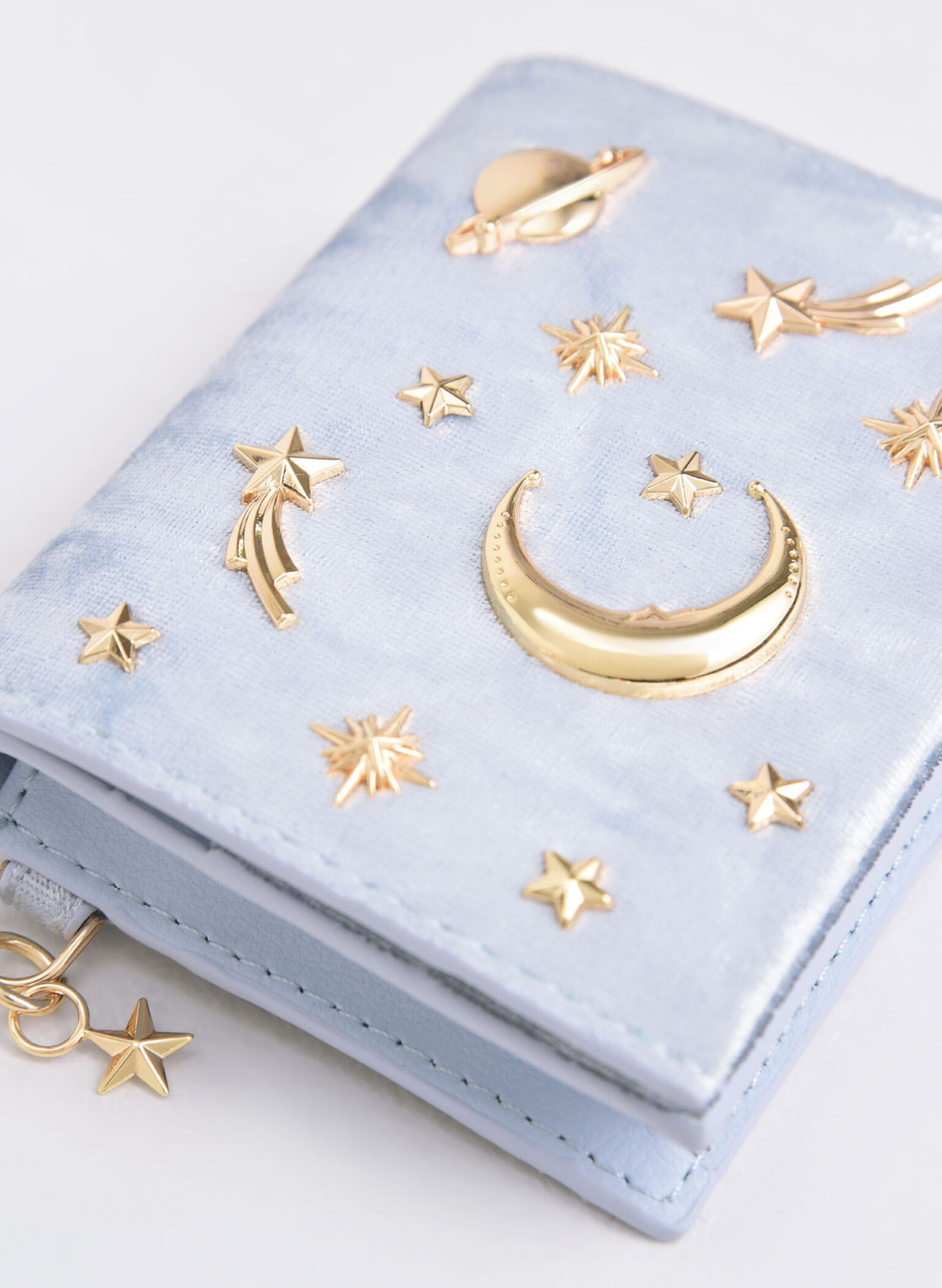 Light Blue Velvet Embellished Card Holder - CHARLES & KEITH ZA