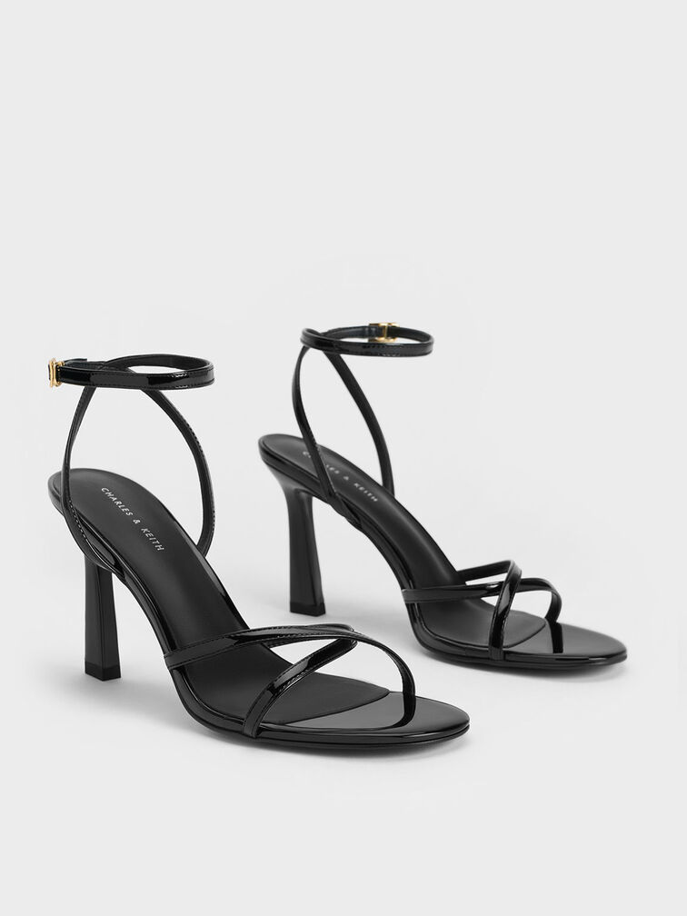 Black Patent Crossover Strap Heeled Sandals Charles And Keith Om