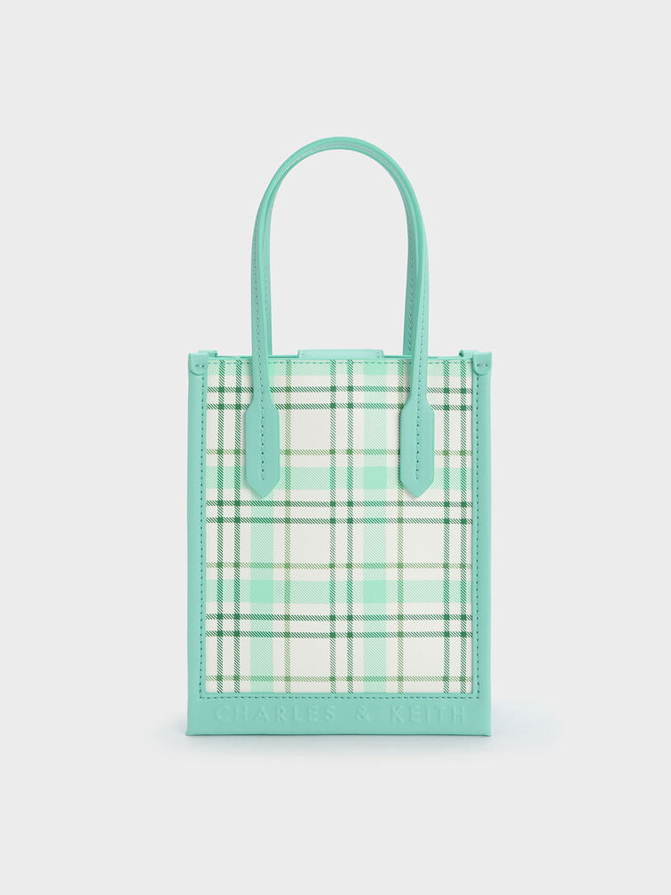 Multicoloured Checkered Geometric Tote Bag - CHARLES & KEITH IL