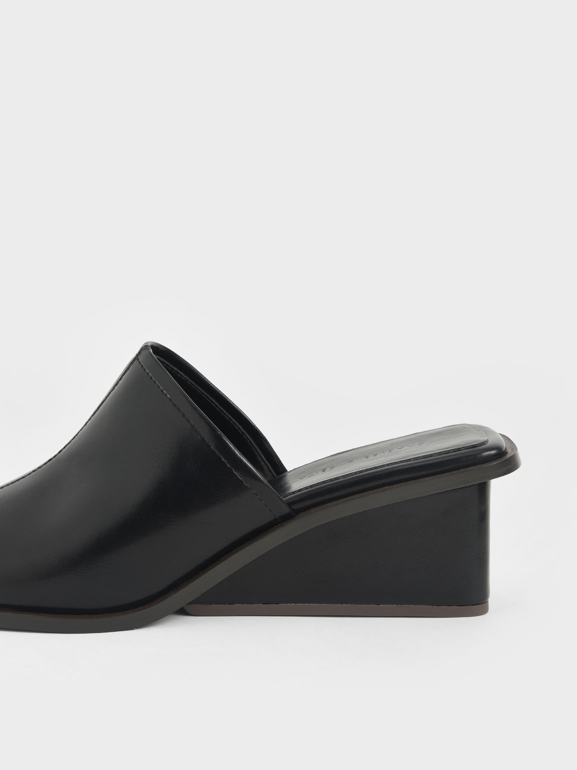 Black Square Toe Wedge Mules Charles And Keith Kh