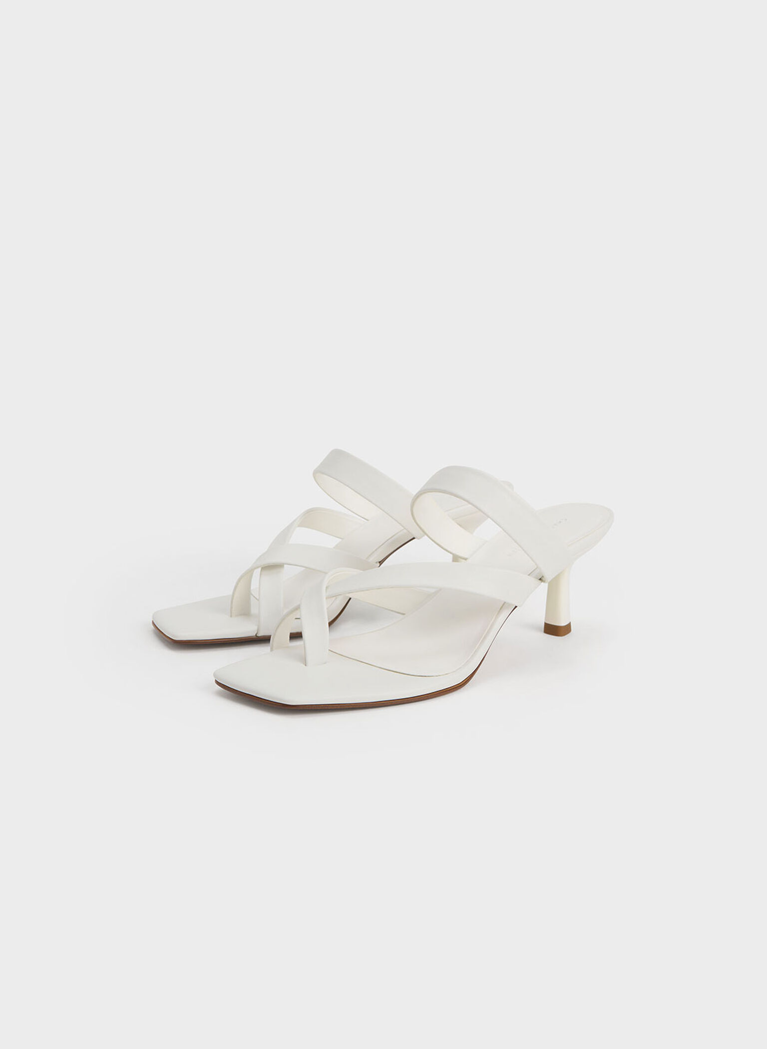 White Asymmetric Toe Ring Heeled Sandals Charles And Keith Tw