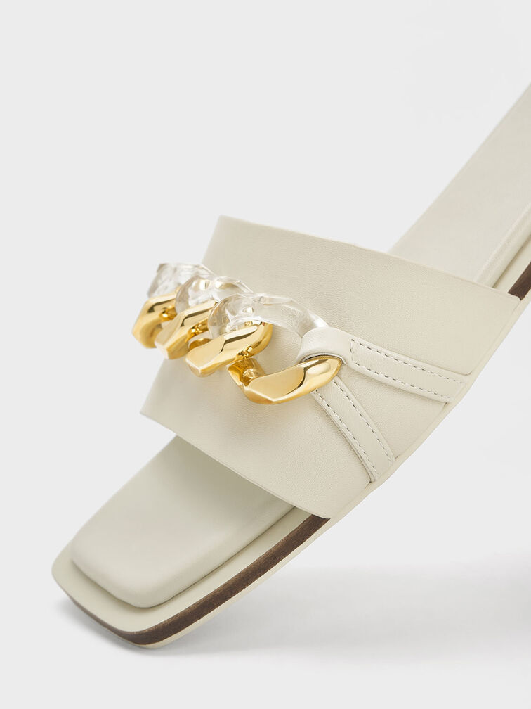Chalk Chunky Chain-Link Slide Sandals - CHARLES & KEITH SG