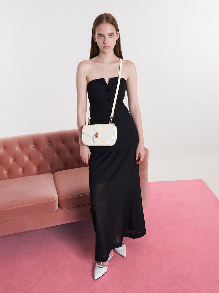 White Aubrielle Panelled Crossbody Bag - CHARLES & KEITH AU