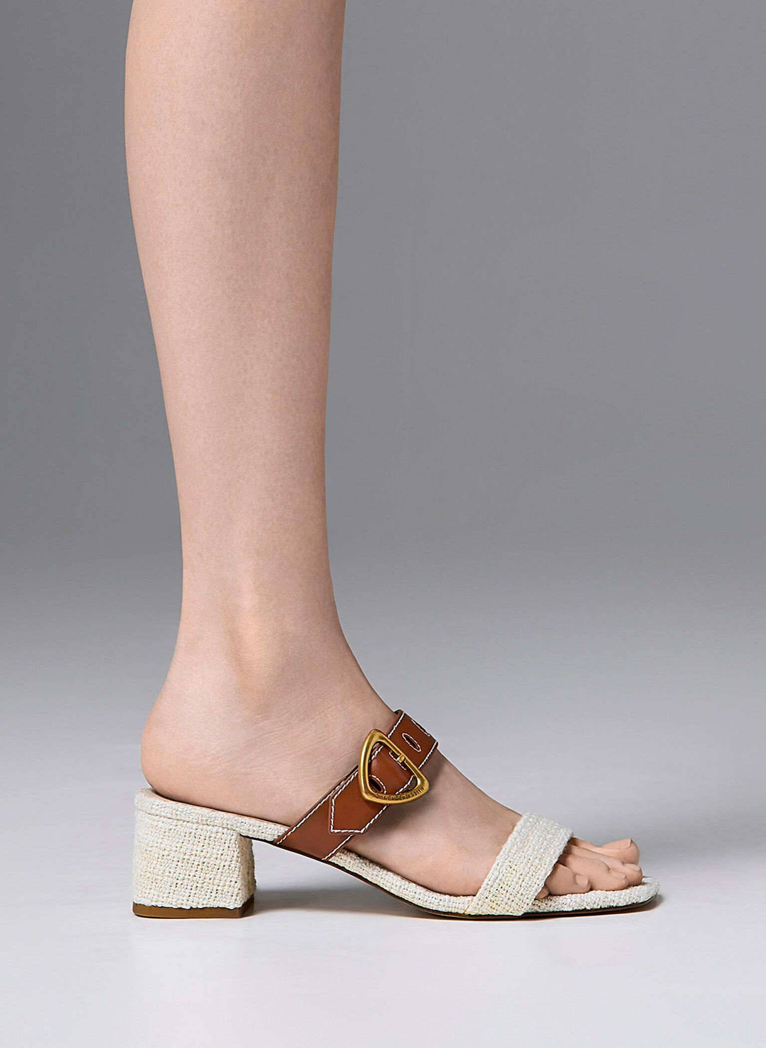 Multicoloured Sepphe Tweed Metallic Buckle Heeled Mules Charles