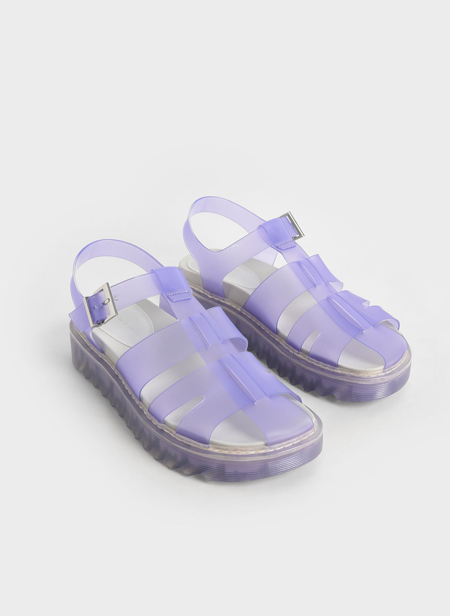 Purple Translucent Caged Sandals - CHARLES & KEITH PH