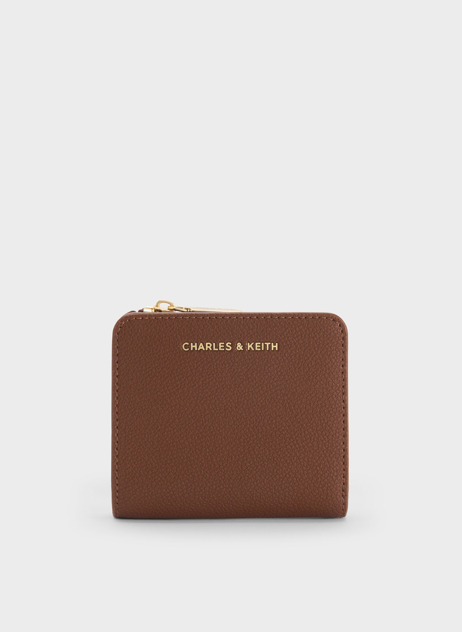 Dark Brown Keely Top Zip Small Wallet - CHARLES & KEITH LK
