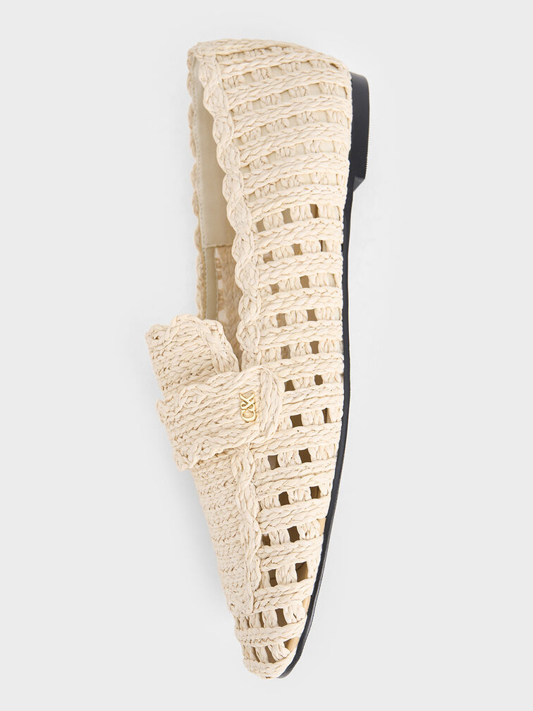 White Raffia Woven Loafers - CHARLES & KEITH US