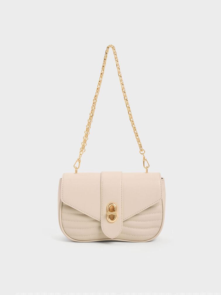 Bolso cruzado Aubrielle con paneles - Avena - CHARLES & KEITH US