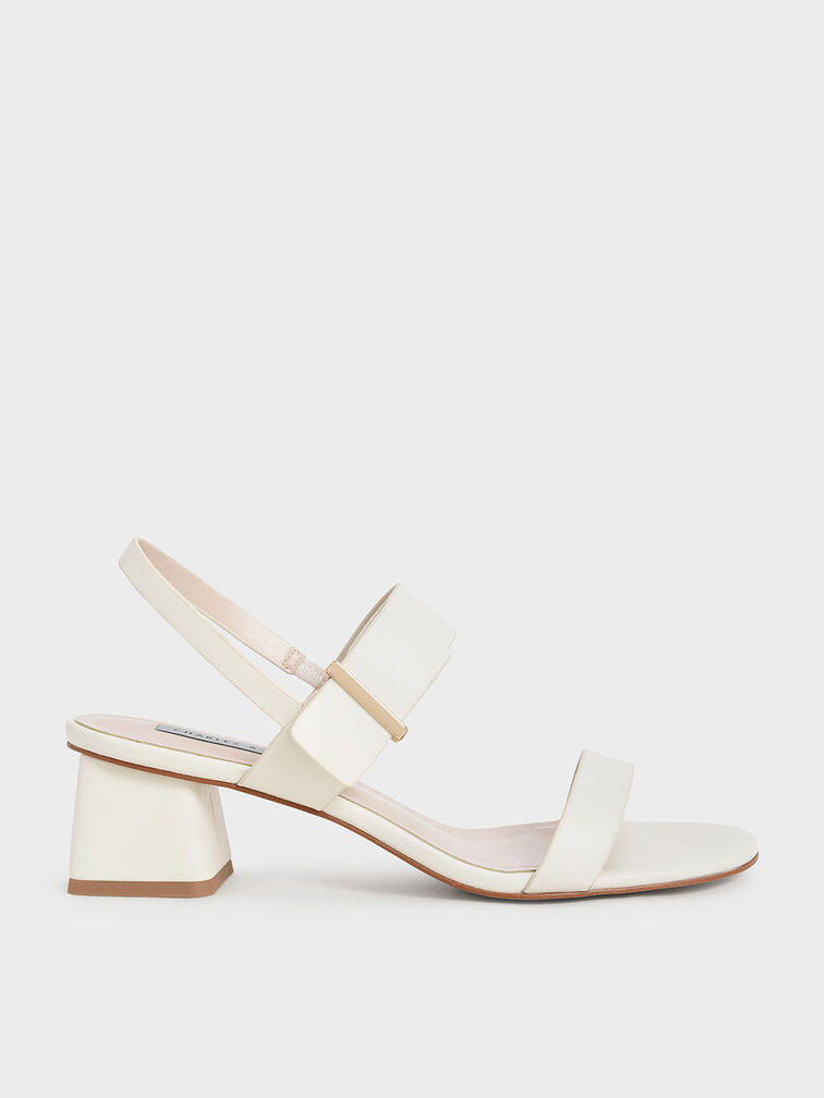 Chalk Metallic Accent Block Heel Slingback Sandals Charles And Keith