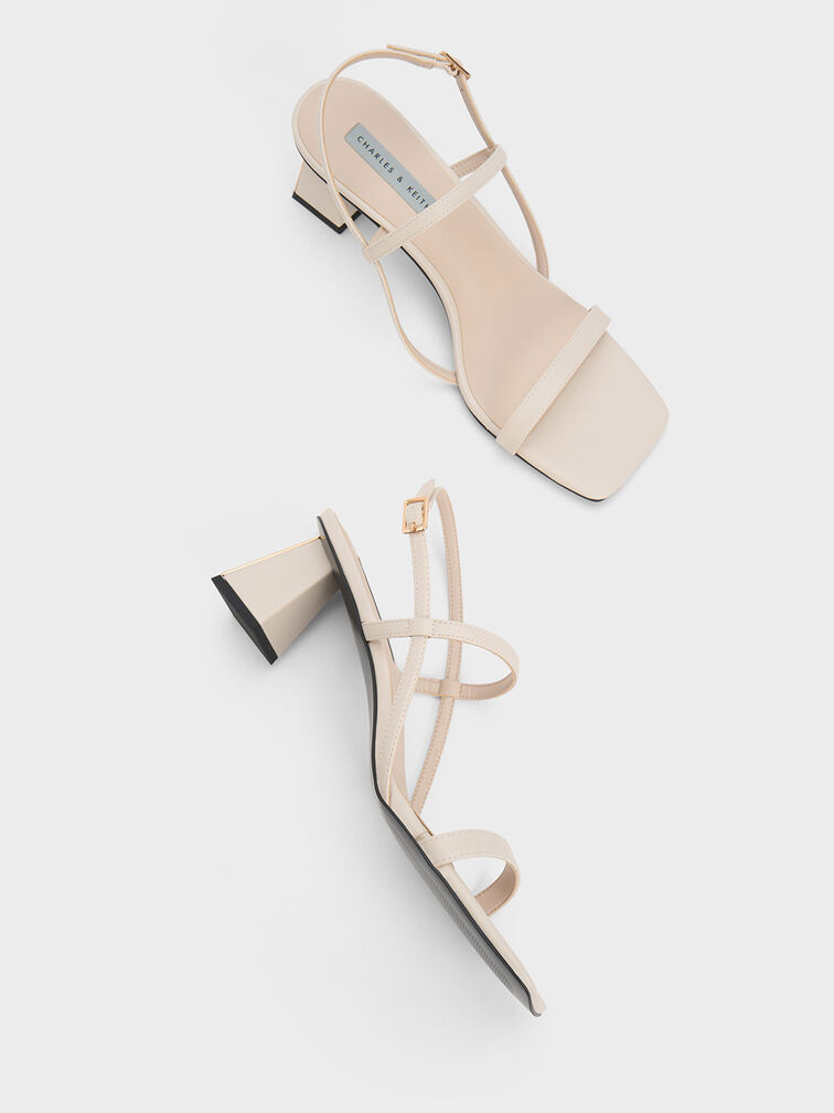 Chalk Square Toe Strappy Sandals Charles And Keith Mx