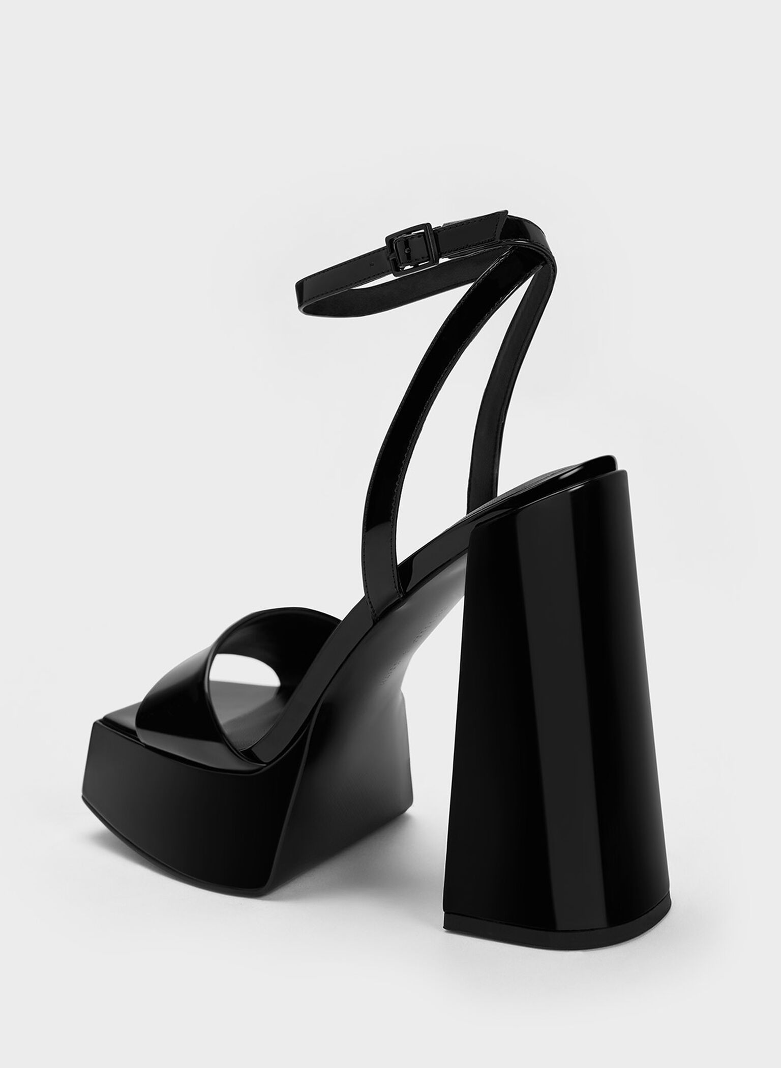 Black Patent Ankle Strap Platform Sandals Charles And Keith Qa