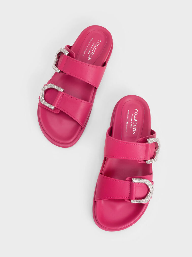 Pink Gem-Embellished Gabine Slides - CHARLES & KEITH AE