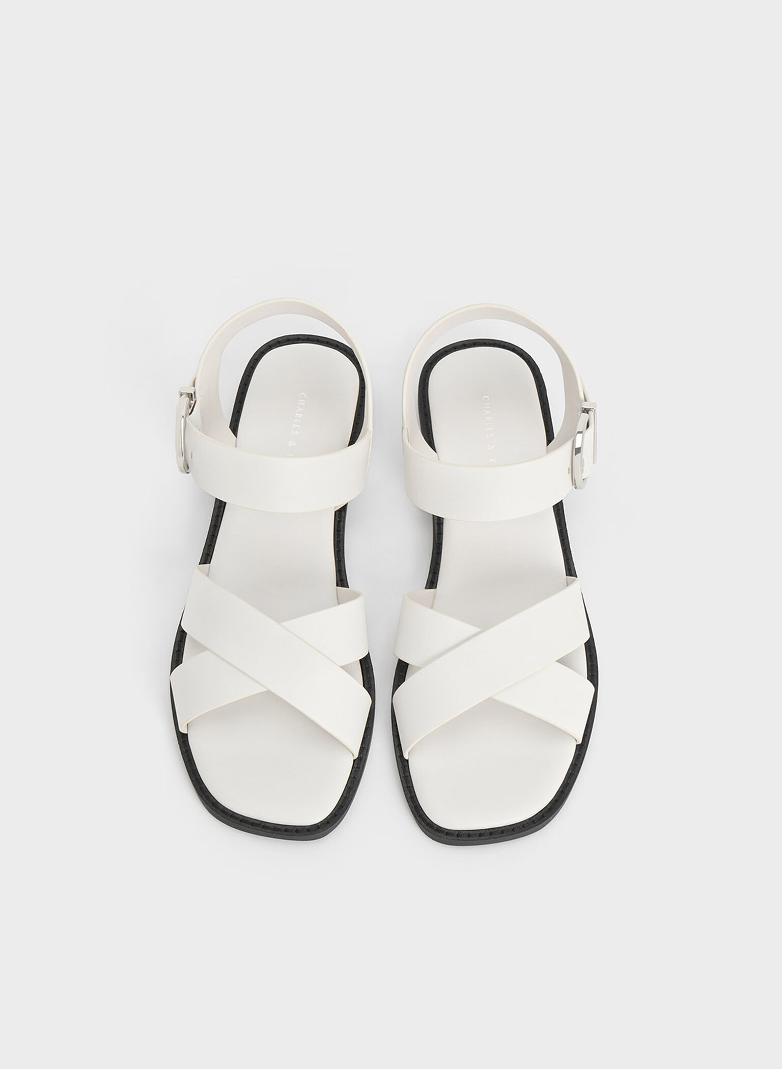 White Crossover Strap Sandals Charles And Keith Mx