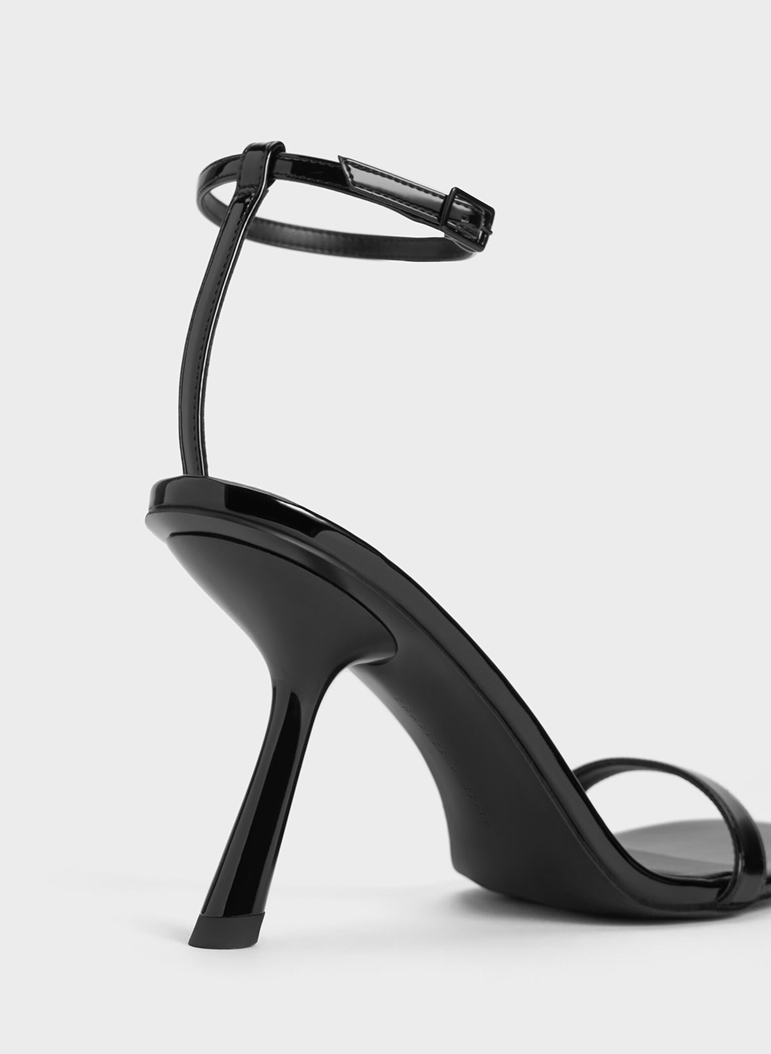 Black Patent Slant Heel Ankle Strap Sandals Charles And Keith Mo