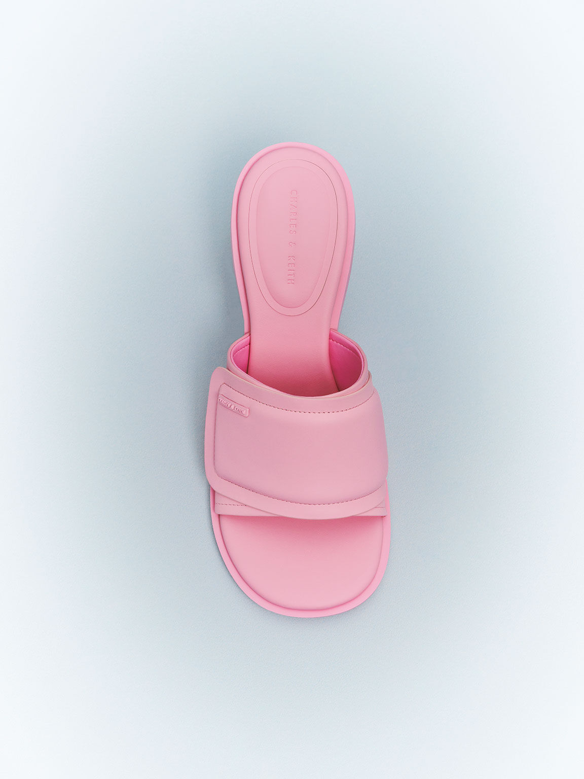 Pink Puffy Sculptural Heel Mules Charles And Keith Mo