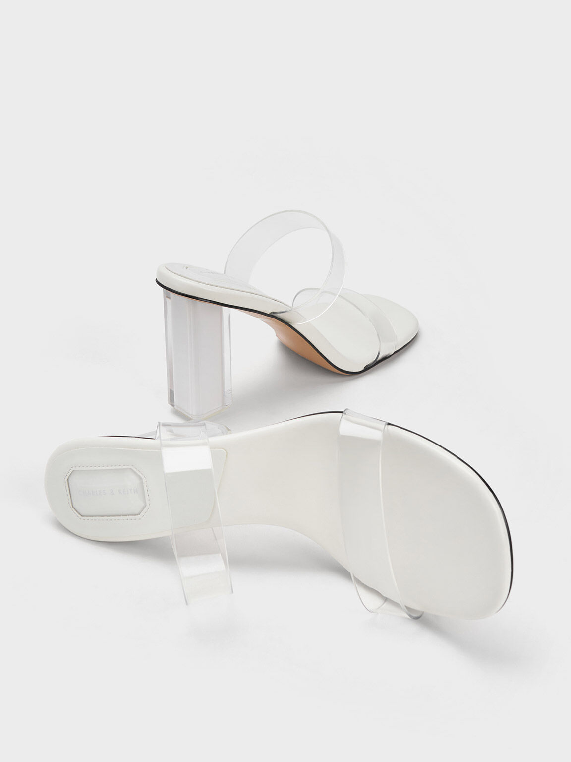 White Fia Geometric Heel Mules Charles And Keith Bh