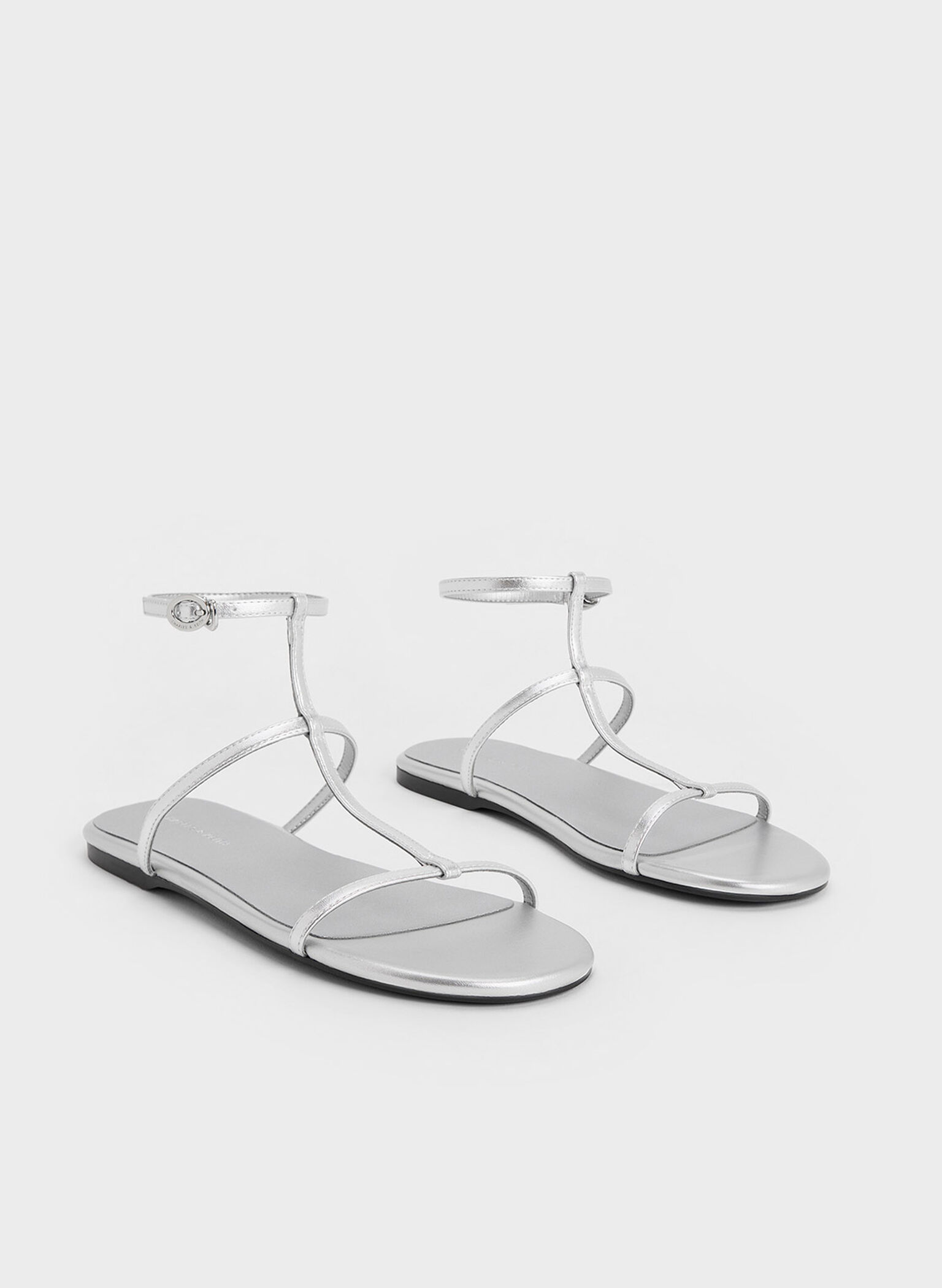 Silver Recycled Polyester Gladiator Sandals Charles And Keith Lk