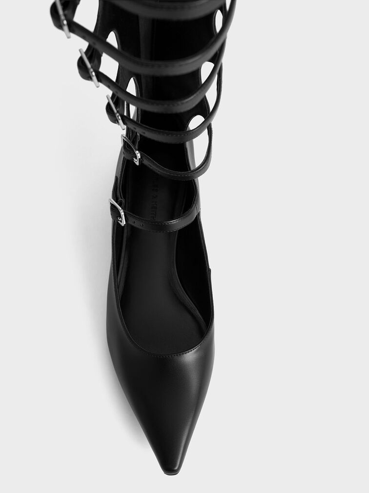 Black Lyric Gladiator Pointed Toe Flats Charles And Keith Us