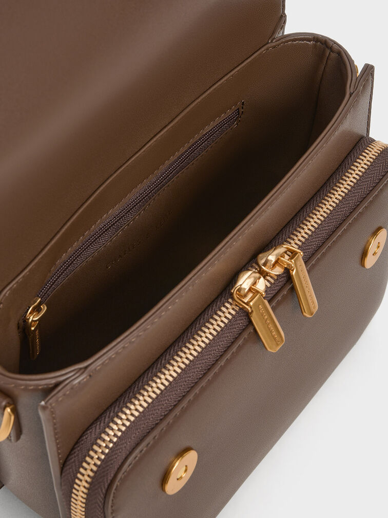 Dark Brown Front Flap Top Handle Bag Charles And Keith Au