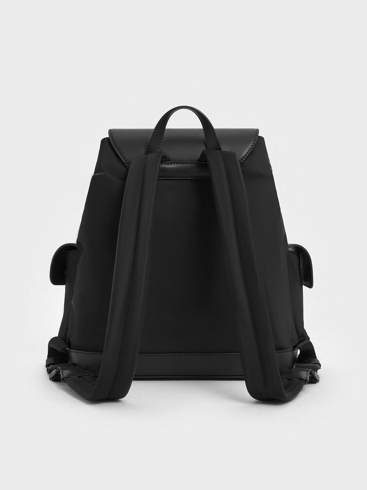 Noir Nylon Puffy Chain Link Backpack Charles And Keith Pa 