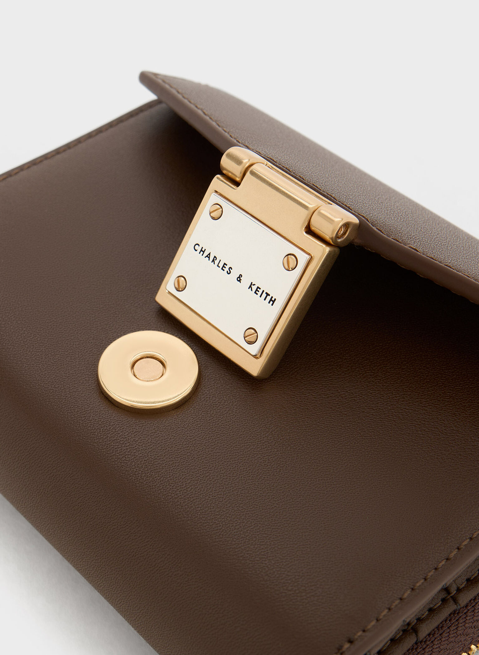 Dark Brown Austen Metallic-Accent Wallet - CHARLES & KEITH MX