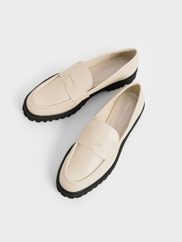 Chalk Chunky Penny Loafers Charles And Keith Kh