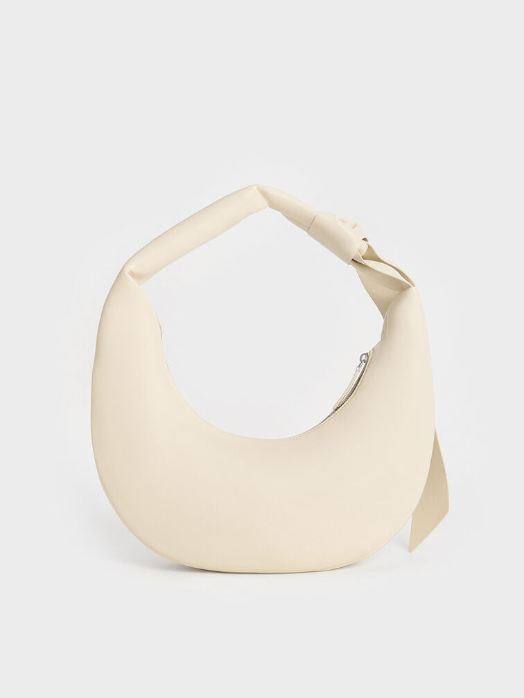 Chalk Mini Toni Knotted Crescent Hobo Bag - CHARLES & KEITH QA